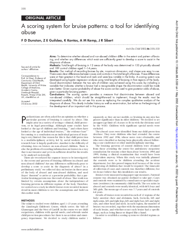 (PDF) A scoring system for bruise patterns: a tool for identifying abuse
