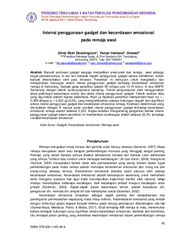 (PDF) Intensi penggunaan gadget dan kecerdasan emosional pada remaja awal