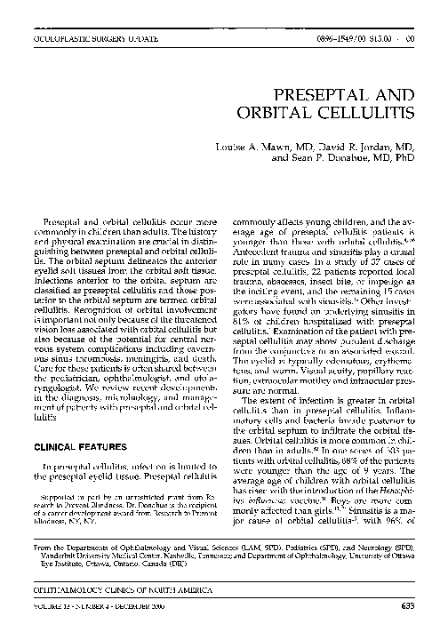 (PDF) Pediatric Preseptal and Orbital Cellulitis Risks