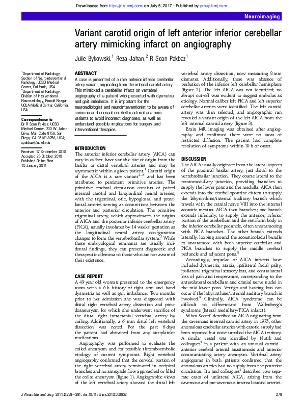 (PDF) Variant carotid origin of left anterior inferior cerebellar ...