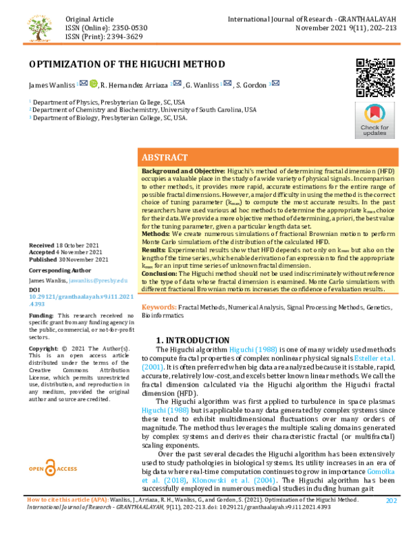 (PDF) Optimization of the Higuchi Method