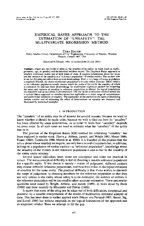 Pdf Empirical Bayes Approach To The Estimation Of Unsafety The Multivariate Method