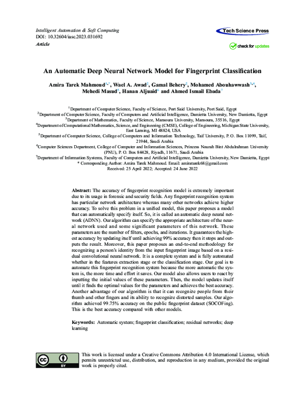Pdf An Automatic Deep Neural Network Model For Fingerprint Classification