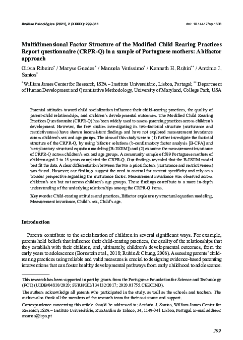 (PDF) Multidimensional Factor Structure of the Modified Child Rearing Practices Report ...