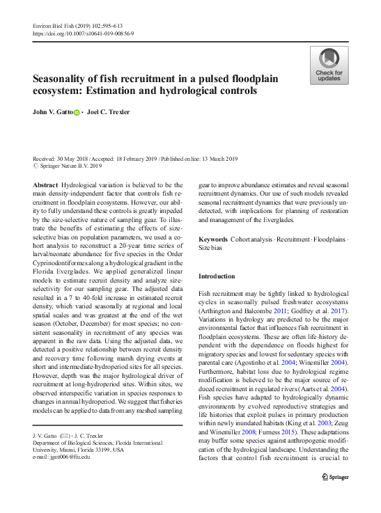 (PDF) Seasonality of fish recruitment in a pulsed floodplain ecosystem ...