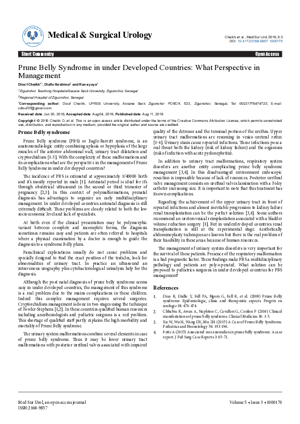 (PDF) Prune Belly Syndrome in under Developed Countries: What ...