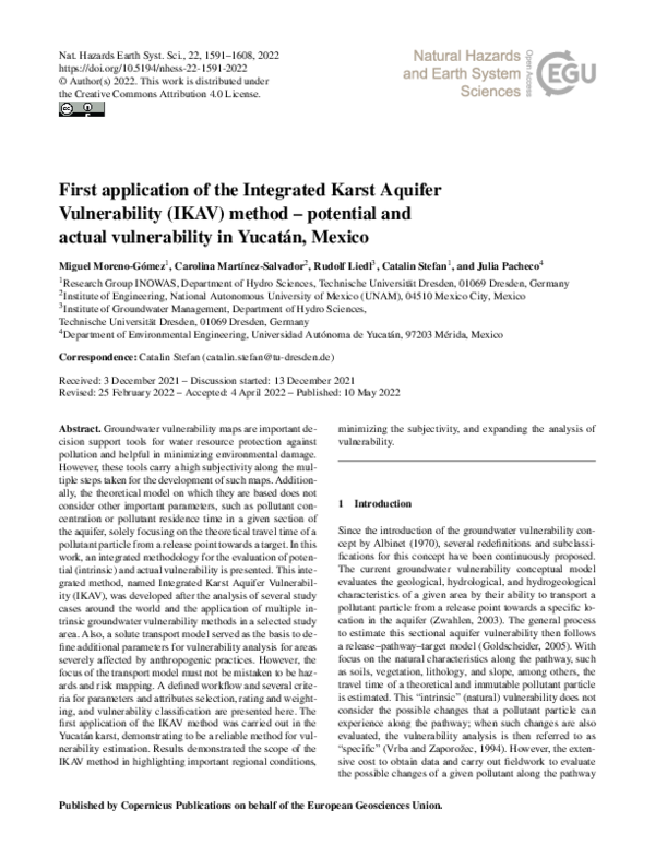 (PDF) First Application of the Integrated Karst Aquifer Vulnerability ...