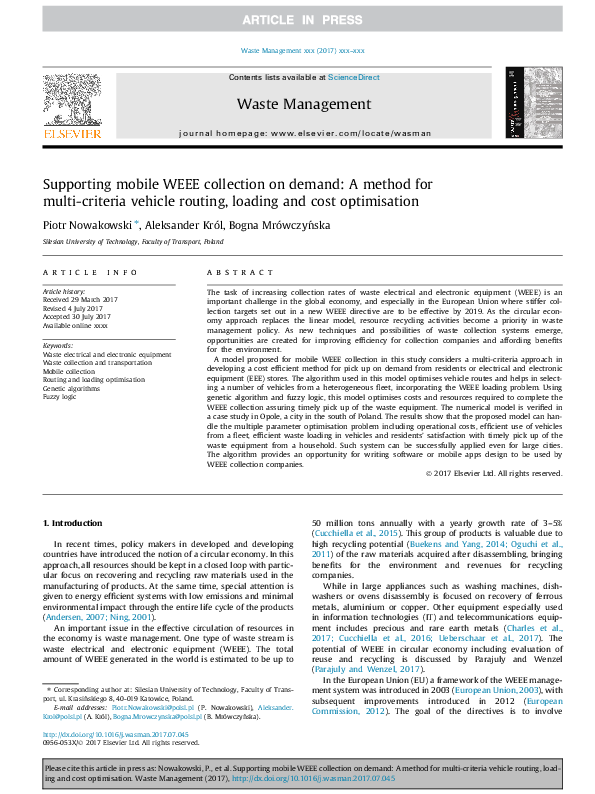 (PDF) Supporting mobile WEEE collection on demand: A method for multi ...