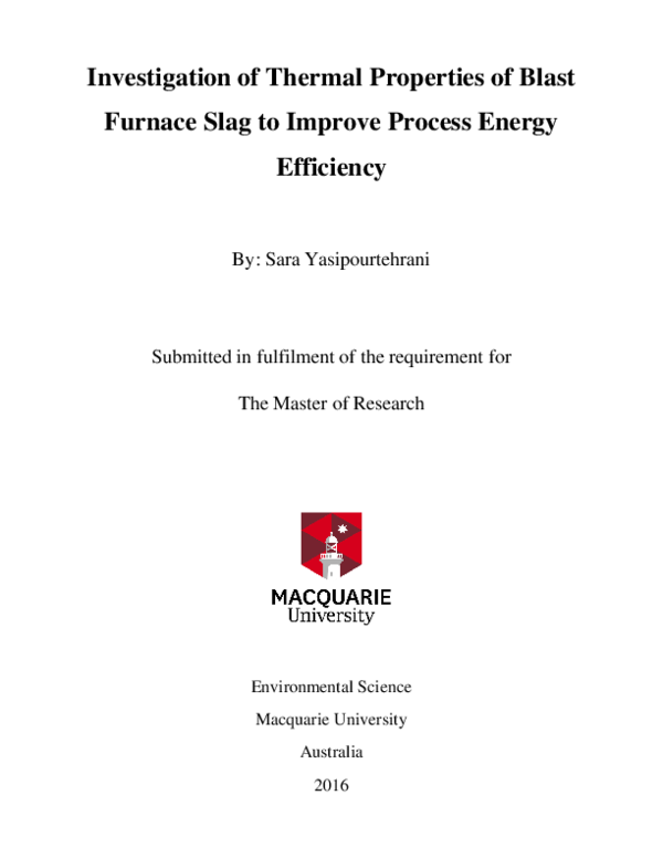 (PDF) Investigation of thermal properties of blast furnace slag to improve process energy efficiency