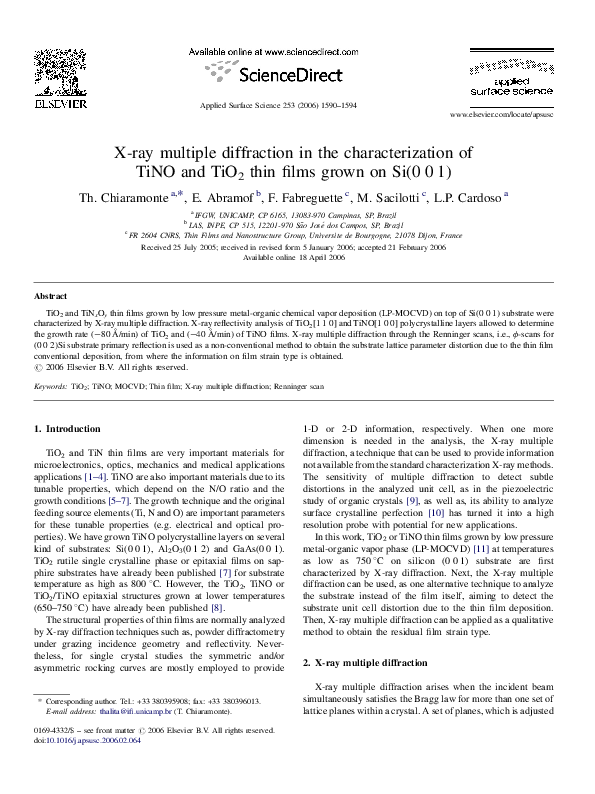 Pdf X Ray Multiple Diffraction In The Characterization Of Tino And