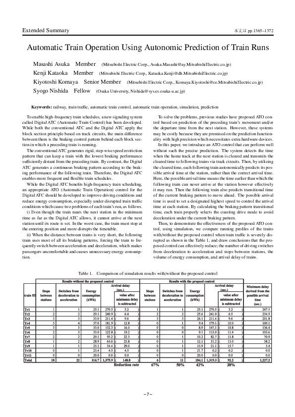 Pdf Automatic Train Operation Using Autonomic Prediction Of Train