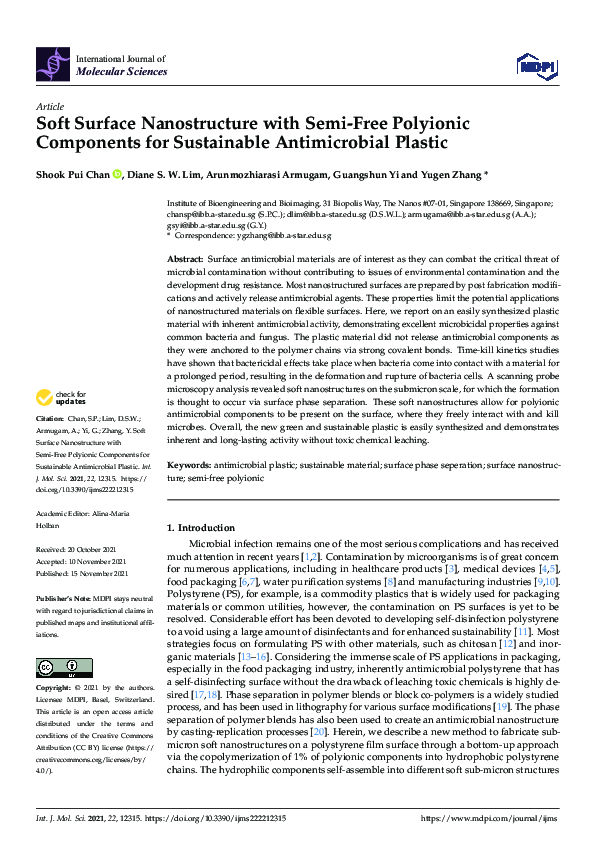 Pdf Soft Surface Nanostructure With Semi Free Polyionic Components For Sustainable