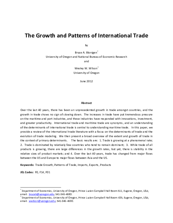 (PDF) The growth and patterns of international trade