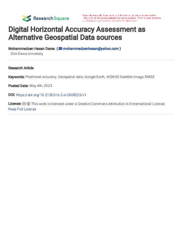 (PDF) Digital Horizontal Accuracy Assessment as Alternative Geospatial Data sources