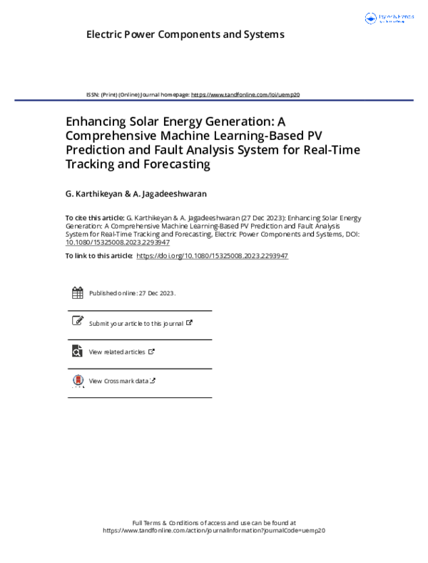 Pdf Enhancing Solar Energy Generation A Comprehensive Machine Learning Based Pv Prediction
