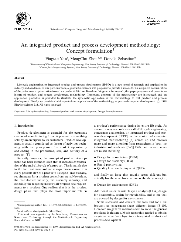 (PDF) An integrated product and process development methodology ...
