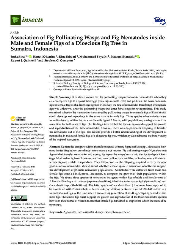 (PDF) Association of Fig Pollinating Wasps and Fig Nematodes inside ...