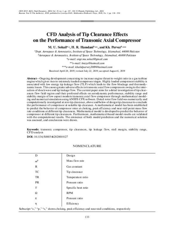 (PDF) CFD Analysis of Tip Clearance Effects on the Performance of ...