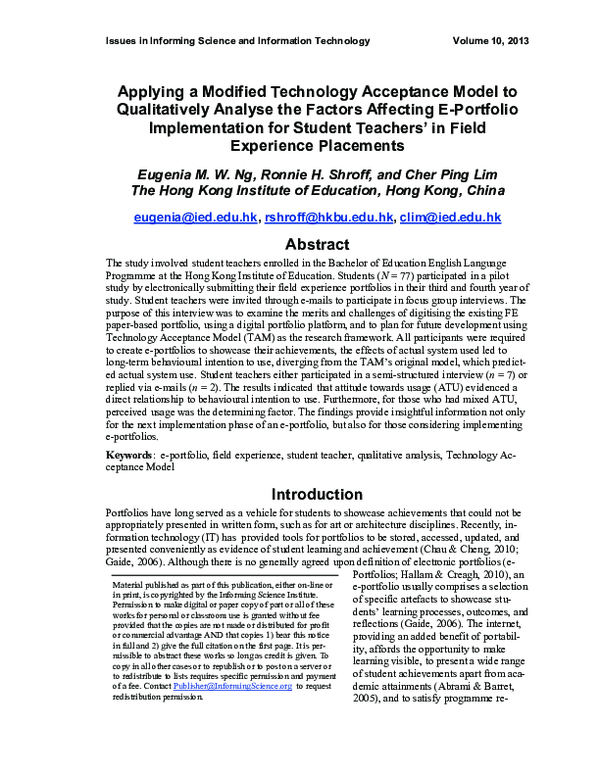 (PDF) Applying a Modified Technology Acceptance Model to Qualitatively ...