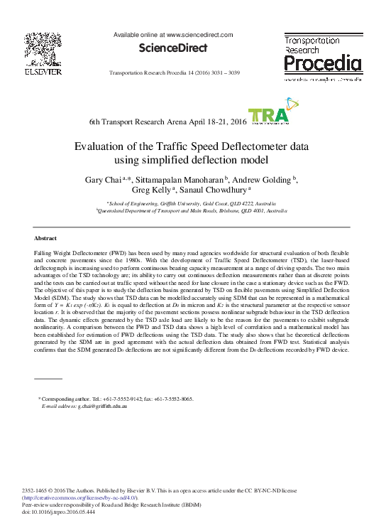 (PDF) Evaluation of the Traffic Speed Deflectometer Data Using ...