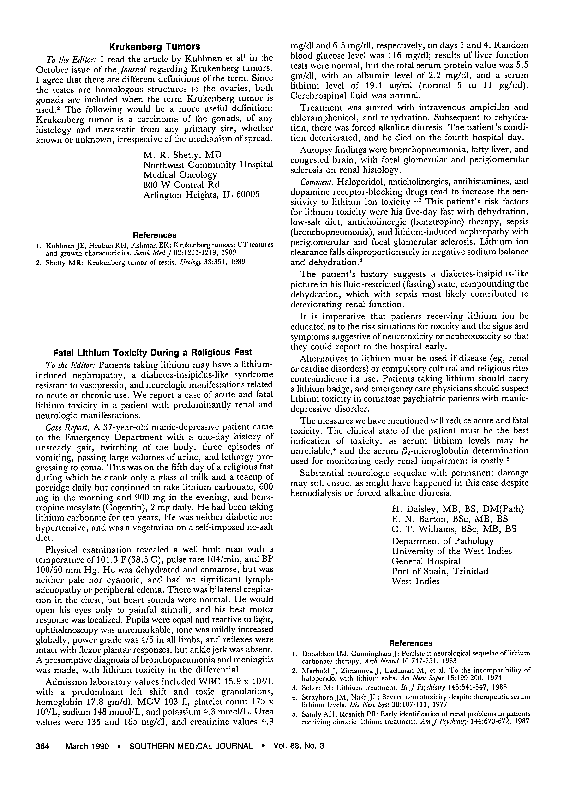 (PDF) Fatal Lithium Toxicity During a Religious Fast