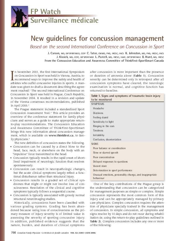 (PDF) New guidelines for concussion management