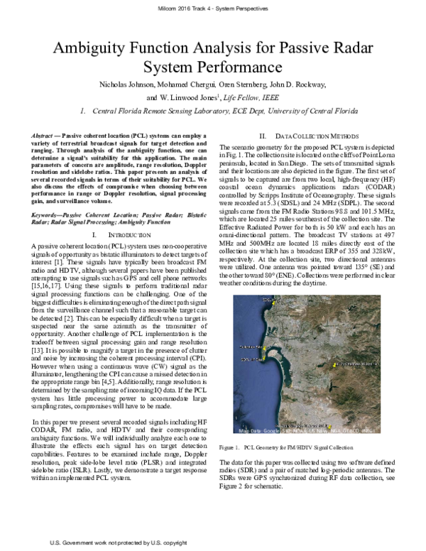 (PDF) Ambiguity function analysis for passive radar system performance