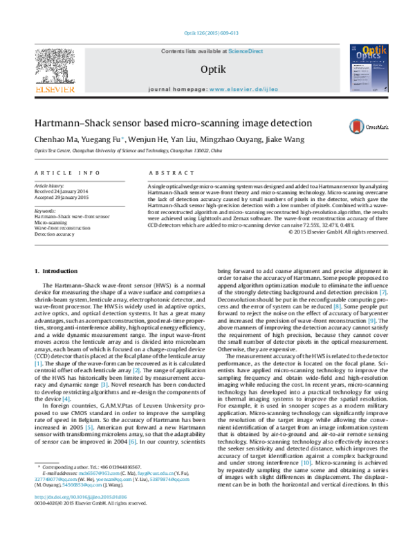 (PDF) Hartmann–Shack sensor based micro-scanning image detection