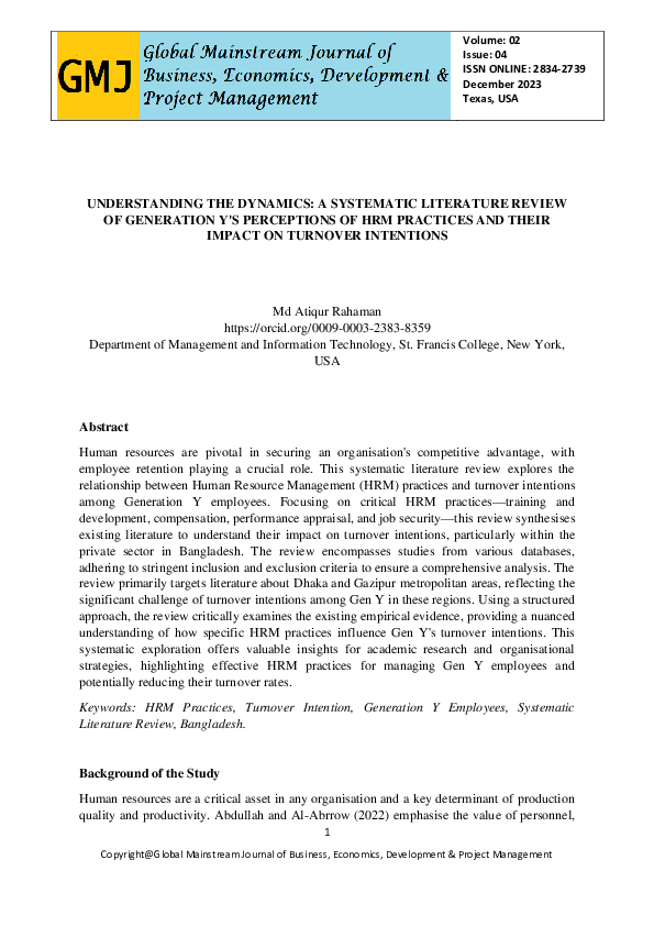 (PDF) UNDERSTANDING THE DYNAMICS: A SYSTEMATIC LITERATURE REVIEW OF GENERATION Y'S PERCEPTIONS ...