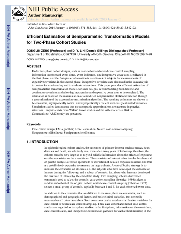 Pdf Efficient Estimation Of Semiparametric Transformation Models For