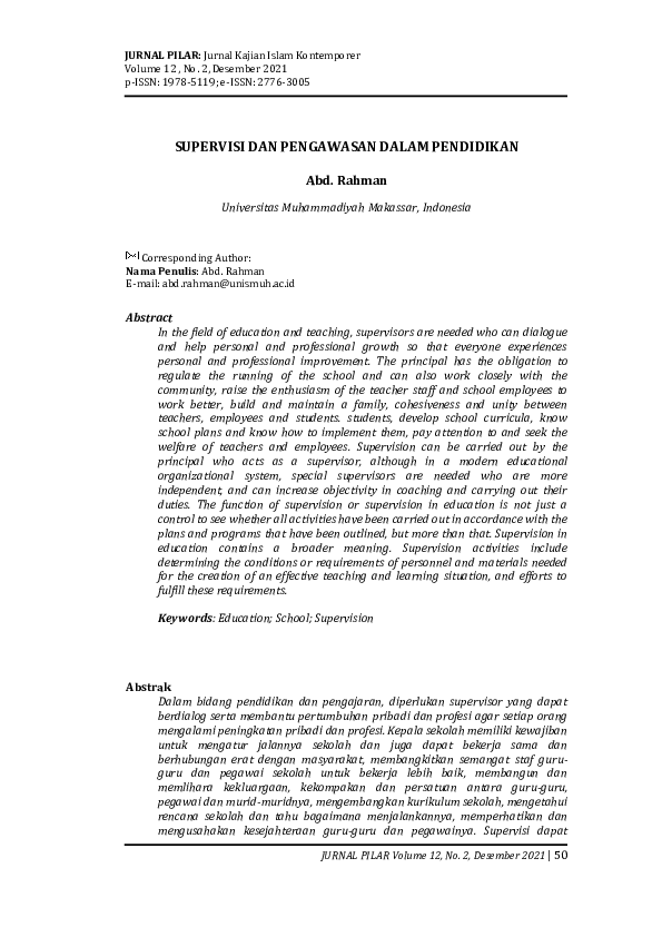 (PDF) SUPERVISI DAN PENGAWASAN DALAM PENDIDIKAN