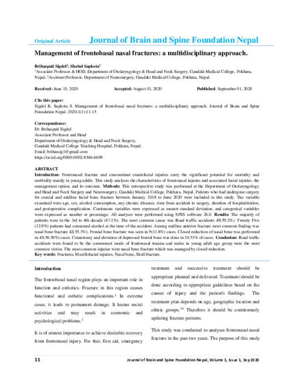 (PDF) Management of frontobasal nasal fractures: a multidisciplinary ...