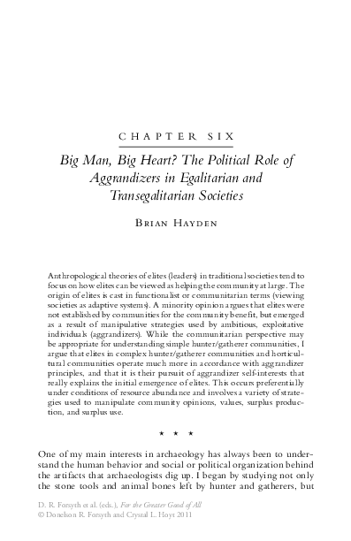 (PDF) Big Man, Big Heart? The Political Role of Aggrandizers in ...
