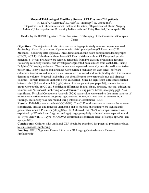 (PDF) Mucosal Thickening of Maxillary Sinuses of CLP vs non-CLP ...