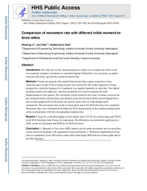 (PDF) Comparison of movement rate with different initial moment-to ...