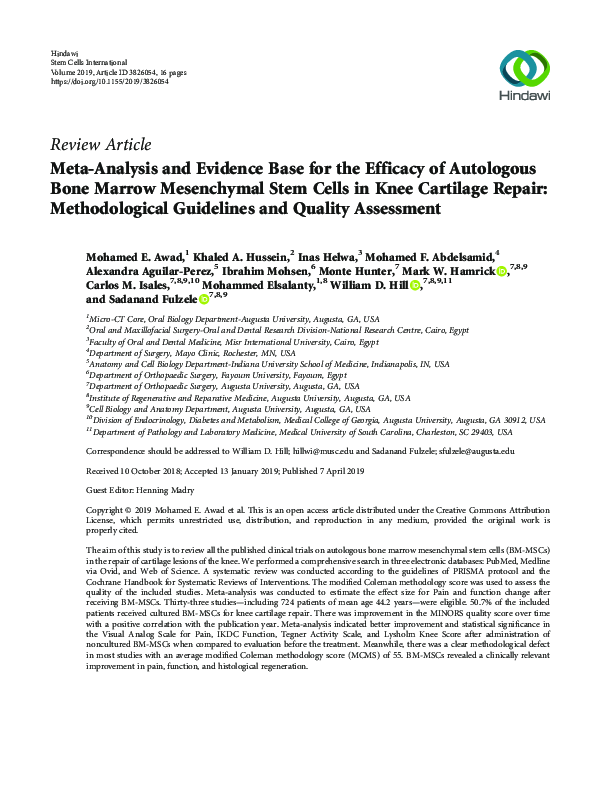 (PDF) Meta-Analysis and Evidence Base for the Efficacy of Autologous ...