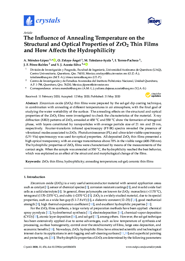 (PDF) Influence of annealing temperature on structural, morphological and optical properties of ...