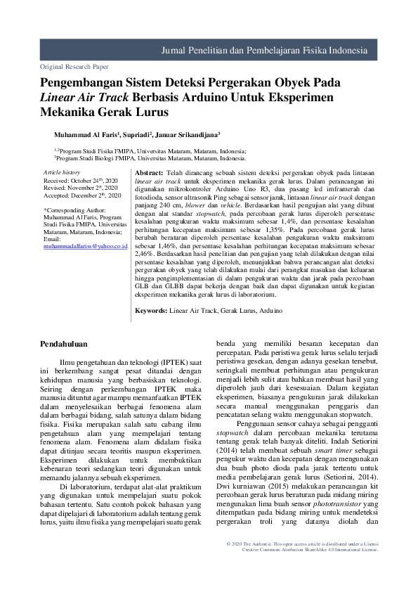 (PDF) Pengembangan Sistem Deteksi Pergerakan Obyek Pada Linear Air ...