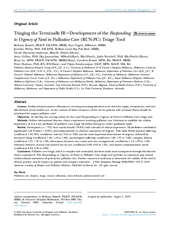 (PDF) Triaging the Terminally Ill—Development of the Responding to ...