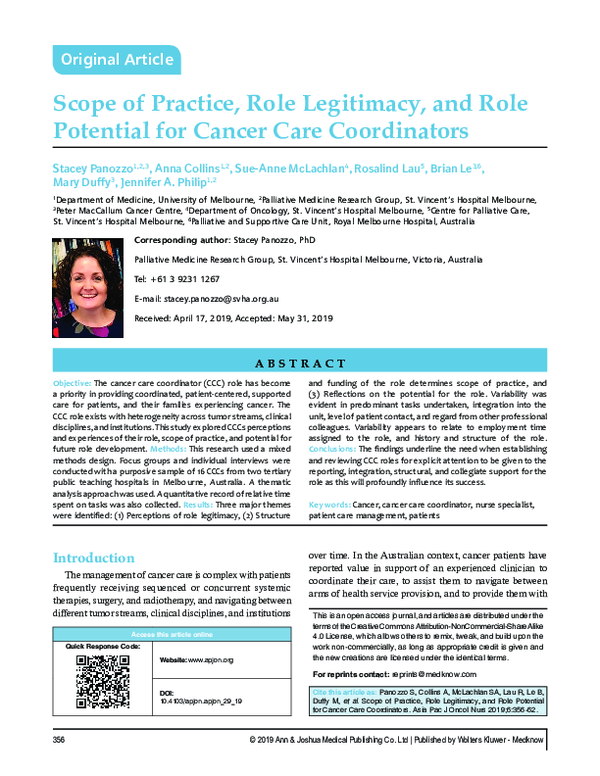 (PDF) Scope of Practice, Role Legitimacy, and Role Potential for Cancer ...