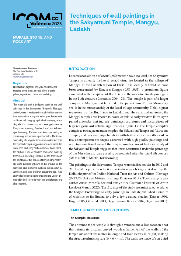 (PDF) Techniques of wall paintings in the Sakyamuni Temple, Mangyu, Ladakh