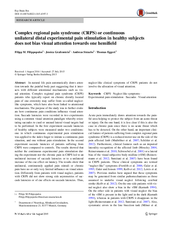 (PDF) Complex regional pain syndrome (CRPS) or continuous unilateral ...