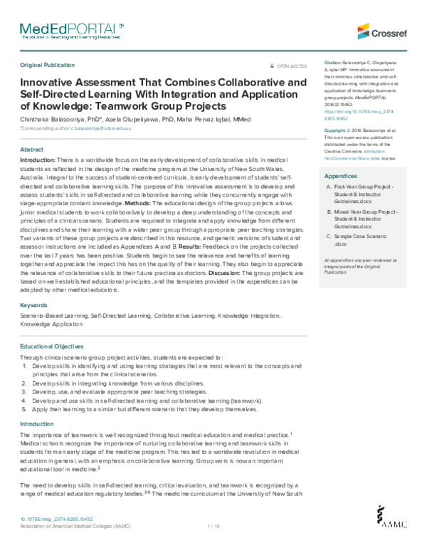 (PDF) Innovative Assessment That Combines Collaborative and Self ...