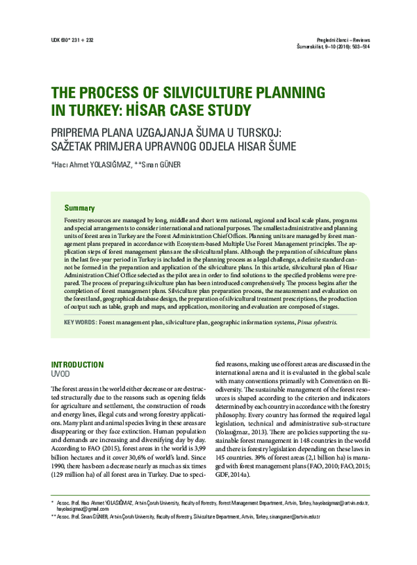 (PDF) The process of silviculture planning in Turkey