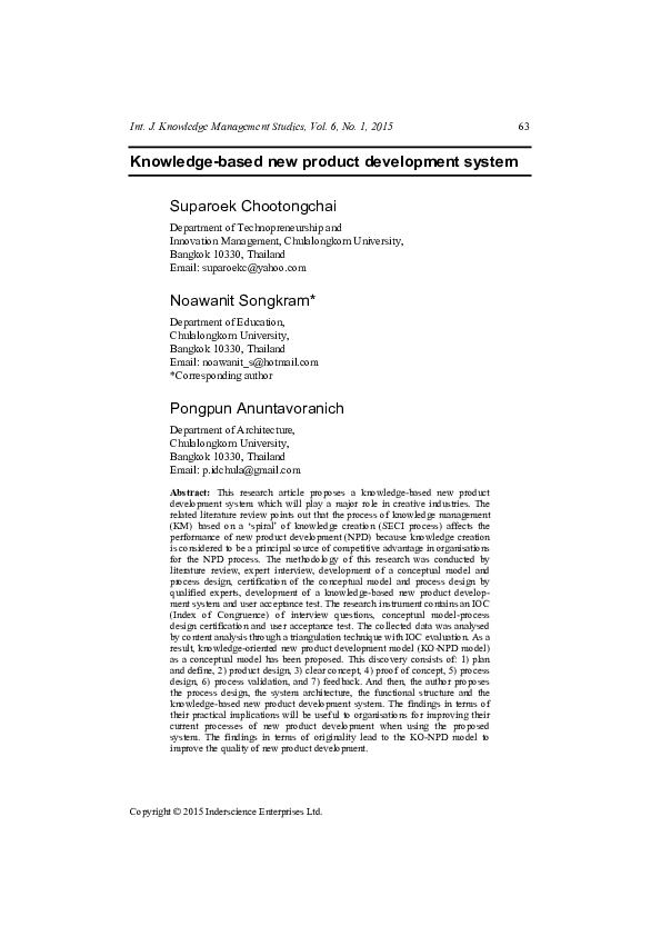 (PDF) Knowledge-based new product development system