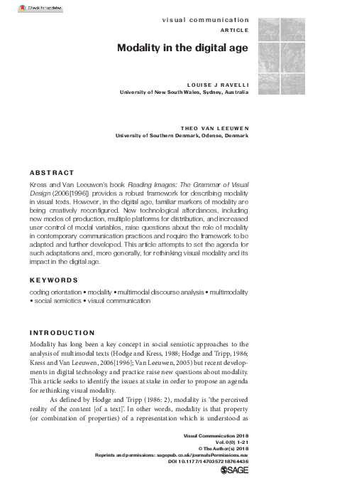 (PDF) Modality in the digital age