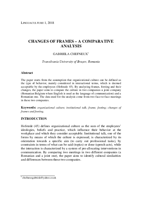 (PDF) Changes of Frames – A Comparative Analysis