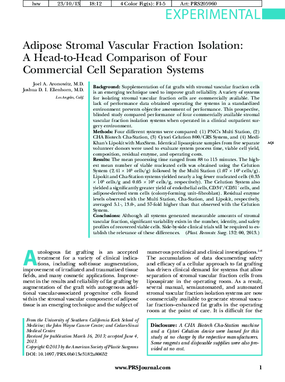 (PDF) Adipose Stromal Vascular Fraction Isolation