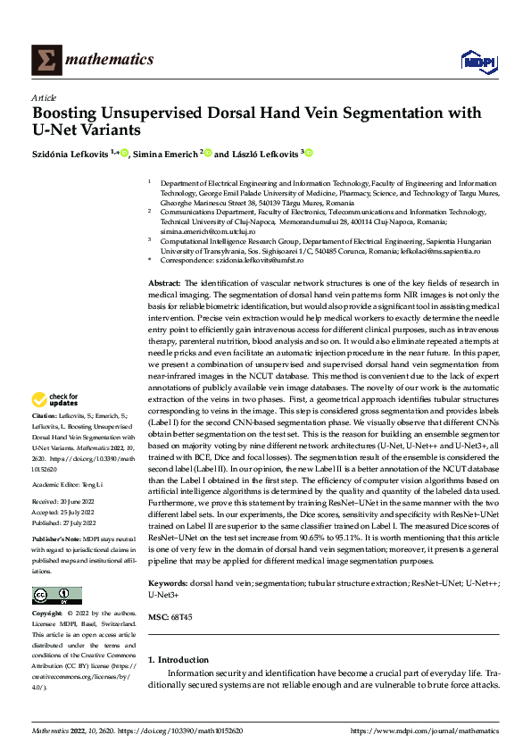 (PDF) Boosting Unsupervised Dorsal Hand Vein Segmentation with U-Net ...