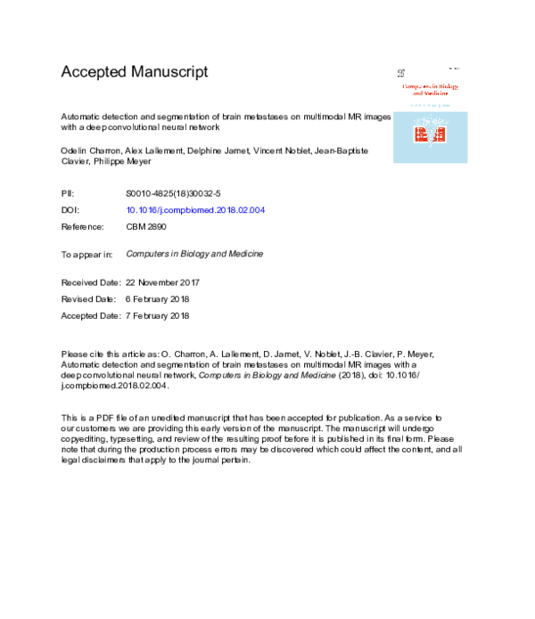 Pdf Automatic Detection And Segmentation Of Brain Tumor Using Random